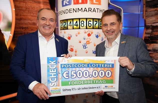 Deutsche Postcode Lotterie unterstützt RTL-Spendenmarathon mit einer halben Million Euro ...